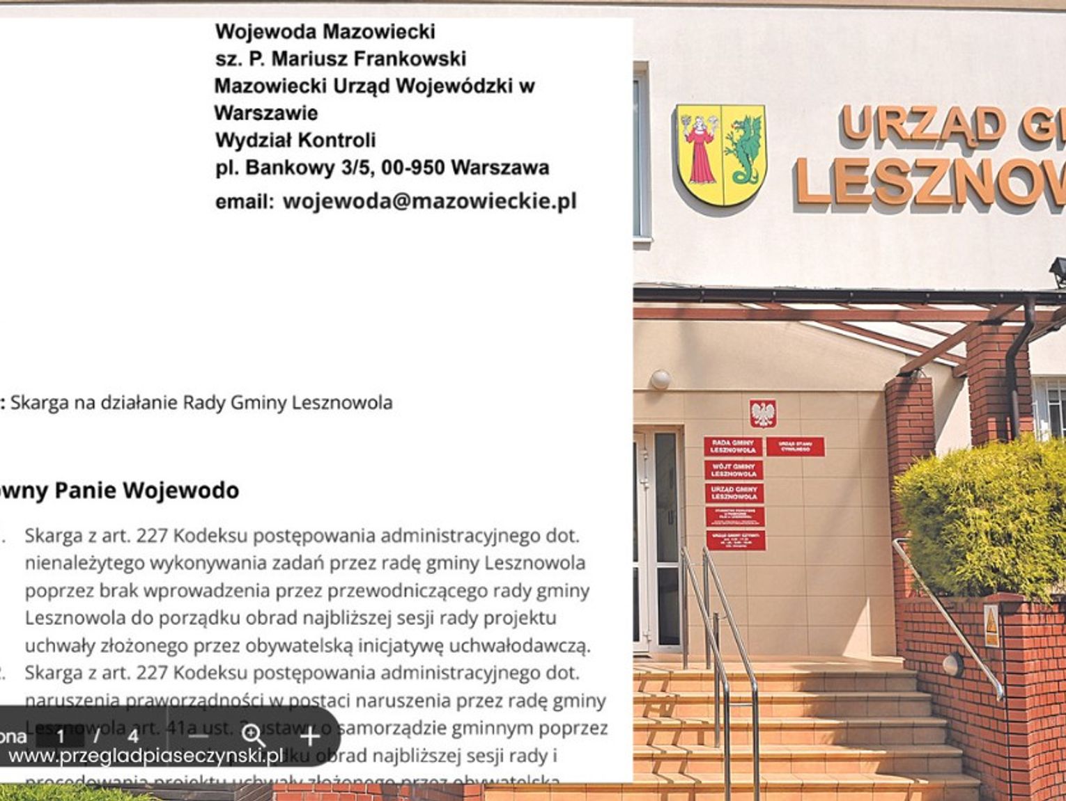 Lesznowola. Rada gminy złamała prawo? Jest skarga